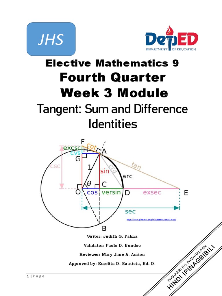 EMATH 4th Quarter Week 3 Module | PDF | Trigonometric Functions ...