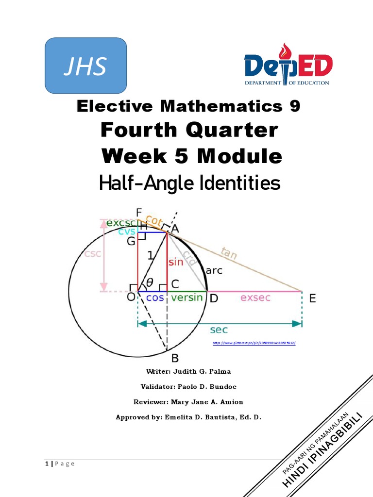 EMATH 4th Quarter Week 5 Module | PDF | Trigonometric Functions ...
