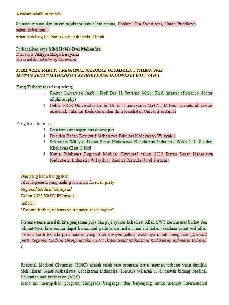 Teks MC Formal Farewell Party | PDF