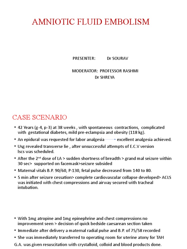 Amniotic Fluid Embolism | PDF | Hypoxia (Medical) | Childbirth