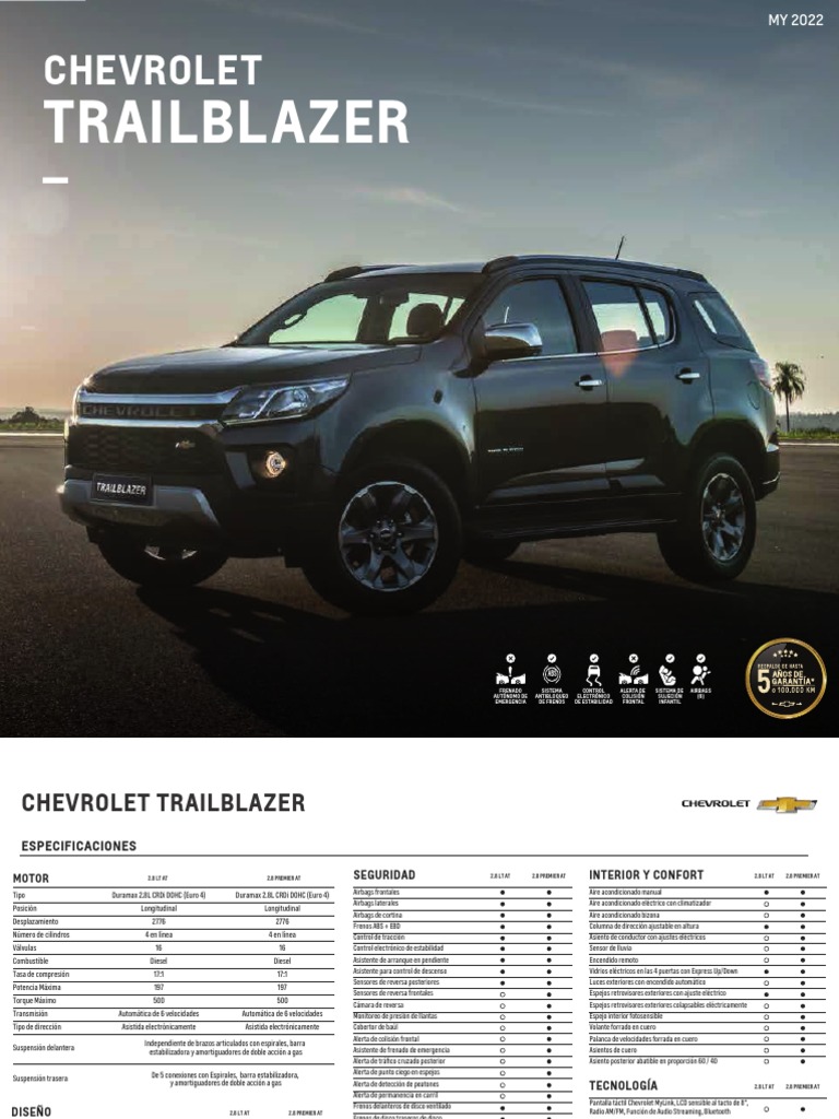Ficha-Tecnica-Chevrolet-Trailblazer 2023 | PDF | Airbag | Sistema de freno antibloqueo