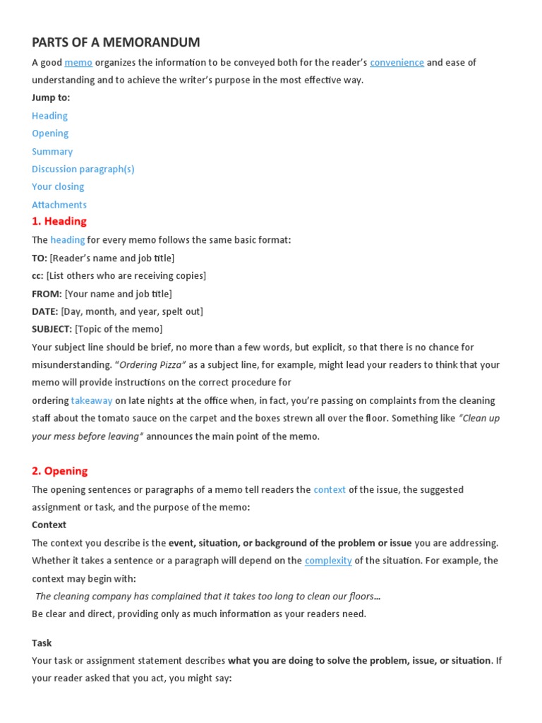 Parts of A Memorandum | PDF | Memorandum | Communication
