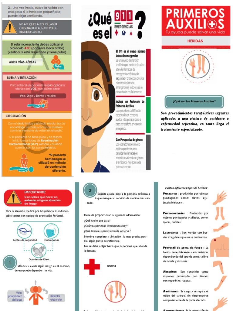 Triptico de Primero Auxilios (Heridas) | PDF | Primeros auxilios | Herida