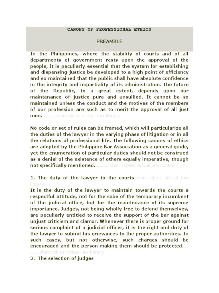 Canons of Professional Ethics-Notes - Chan Robles | PDF | Lawyer | Lawsuit