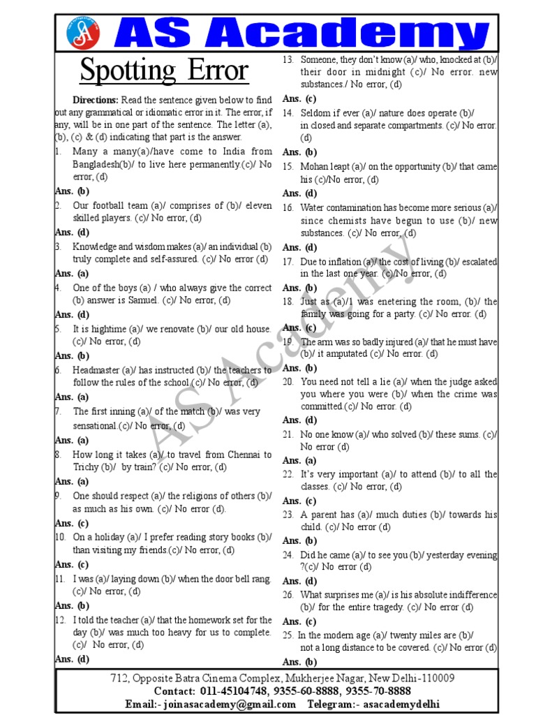 Spotting Error | PDF | Cost Of Living