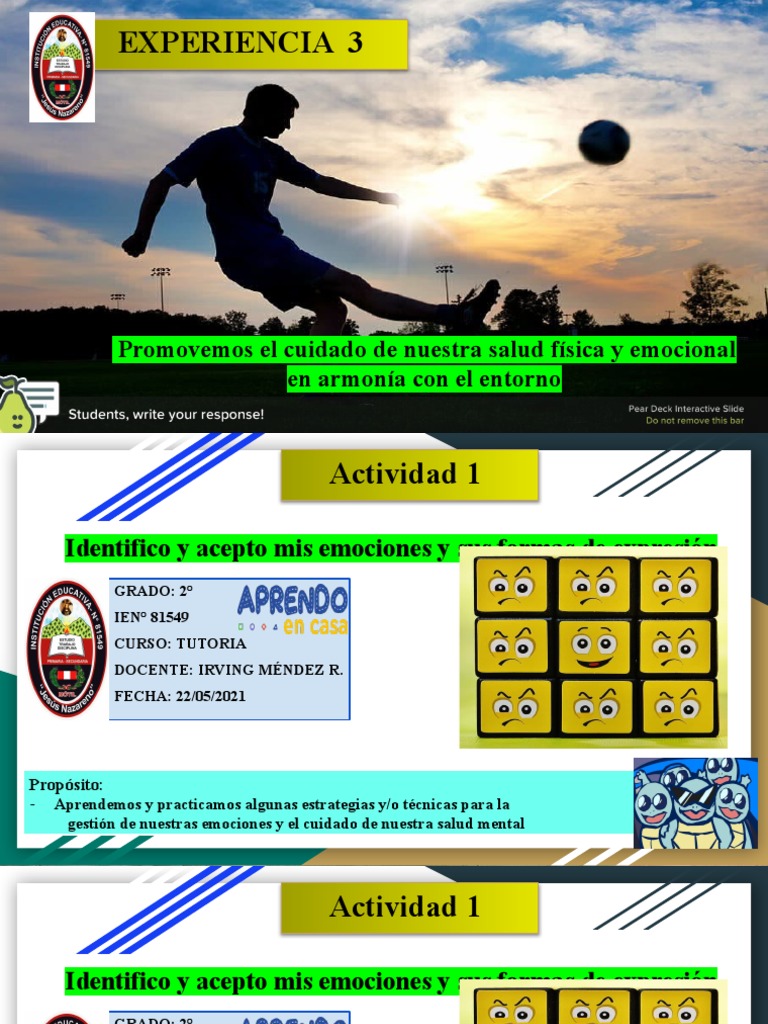 Tutoria Experiencia 3 A1 | PDF | Las emociones | Experiencia subjetiva