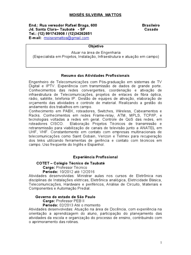 Moises CV-2 | Download grátis PDF | Rede de computadores | Celulares