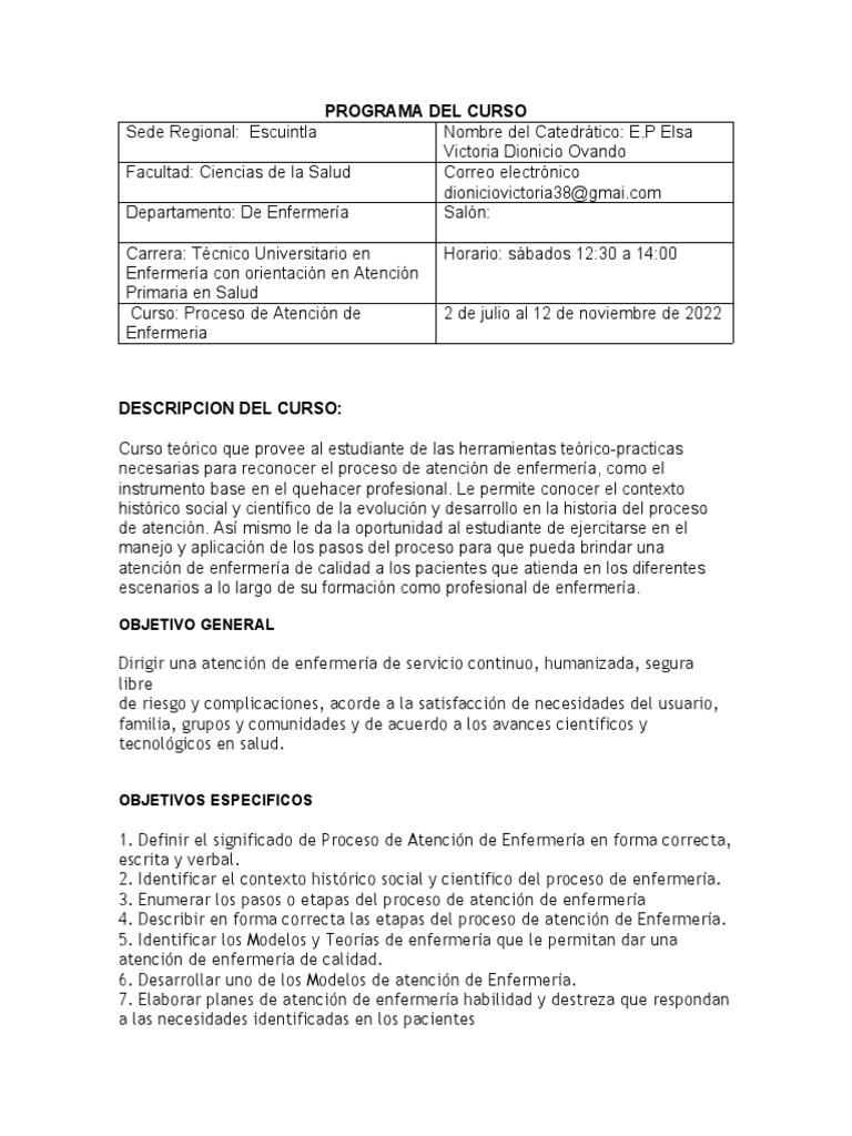 Programa de Pae | PDF | Enfermería | Evaluación