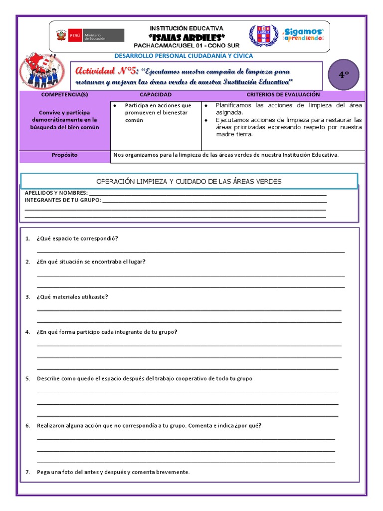 Ficha - Semana 11 DPCC 4° | PDF | Crecimiento personal y profesional