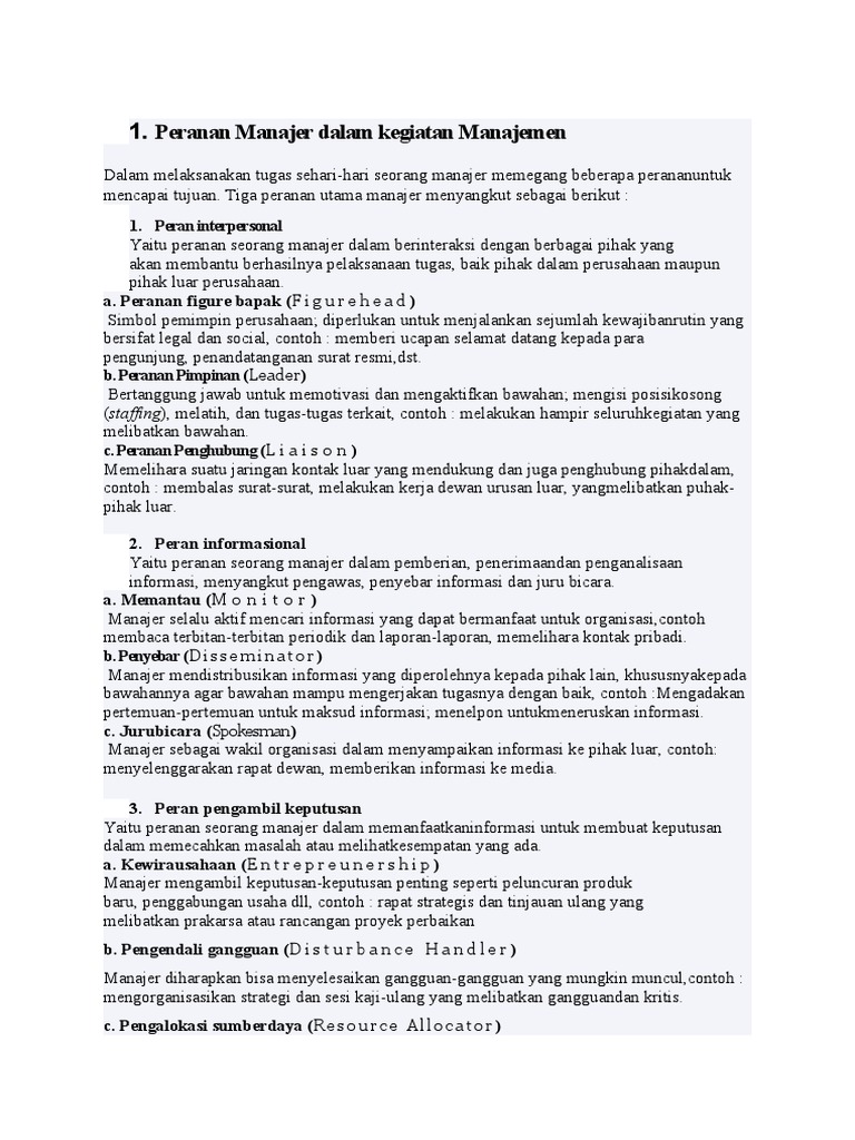 Peran, Keputusan & Contoh, Keahlian Manajerial Dalam Manajemen | PDF