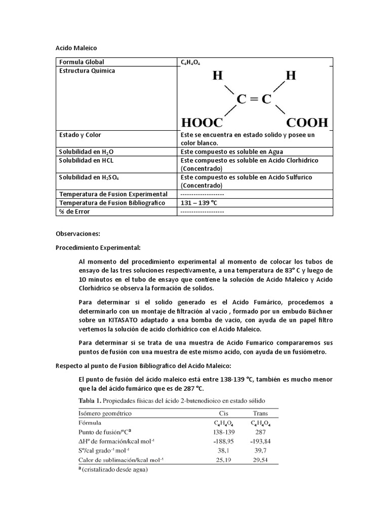 Estructura y Propiedades del Ácido Maleico | PDF