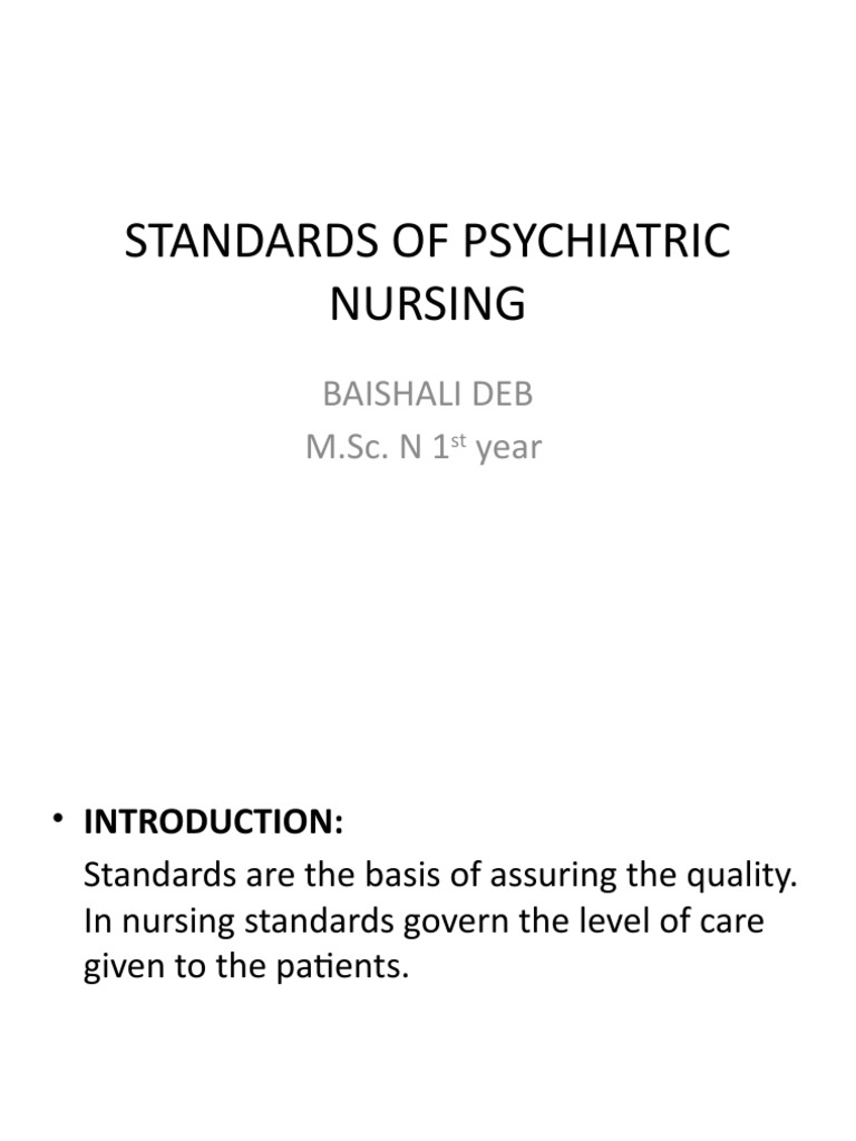 Psychiatric Nursing Standards | PDF | Nursing | Mental Disorder