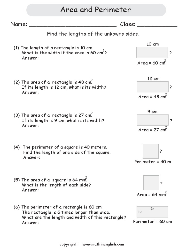 Maths Grade 3 Area Perimeter 6 | Download Free PDF | Area | Length