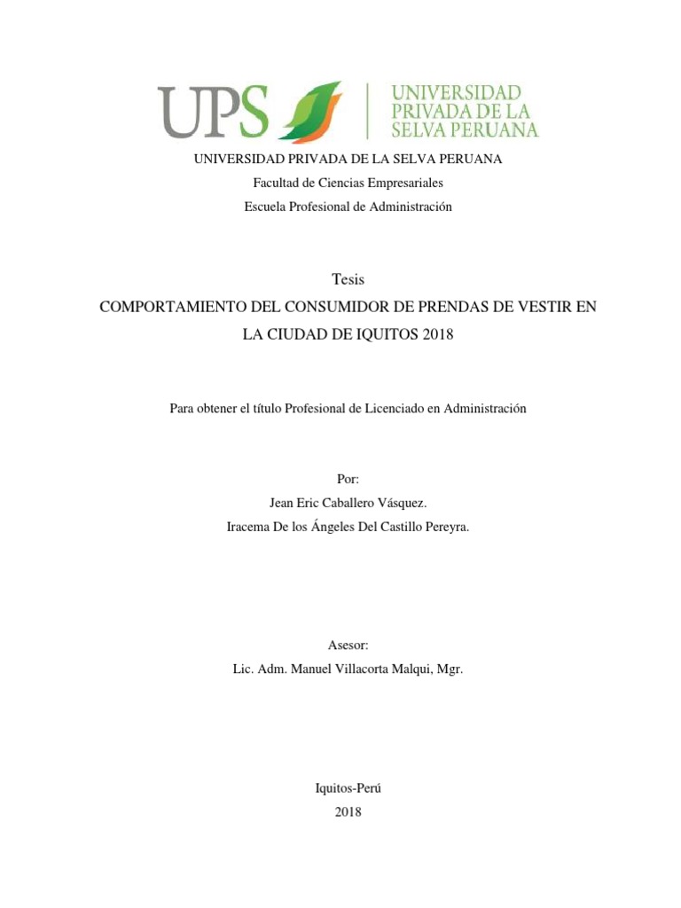 Tesis Jean Erick | PDF | Comportamiento | Los consumidores