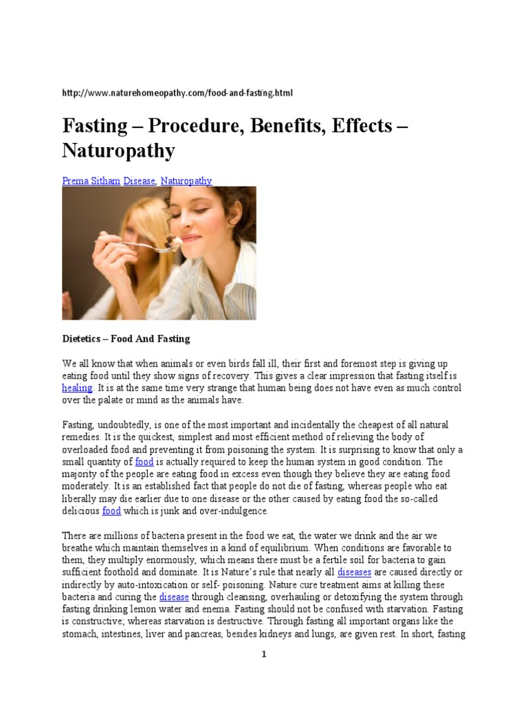 Fasting - Procedure, Benefits, Effects - Naturopathy | PDF | Fasting ...