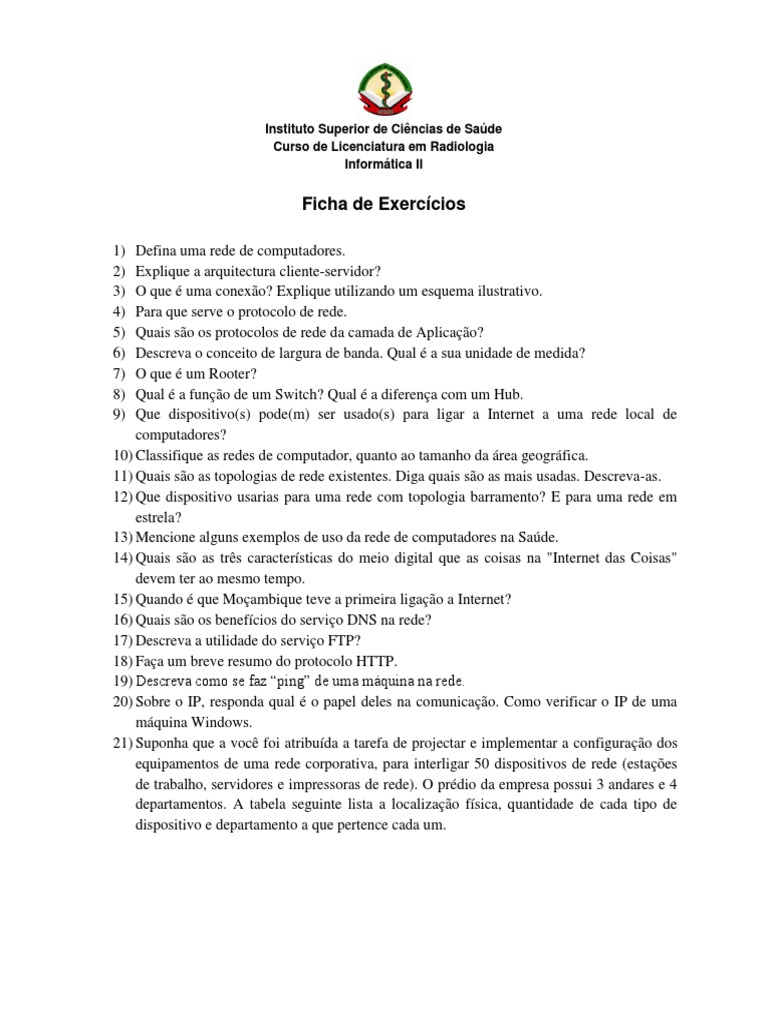 Inf II Ficha de Exercicios | PDF