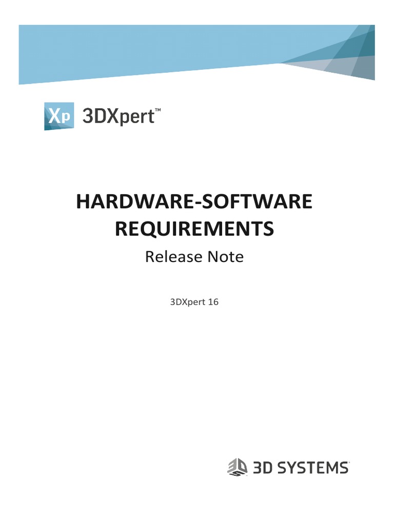 3DXpert 16 Hardware & Software Specs | PDF | System Software | Software