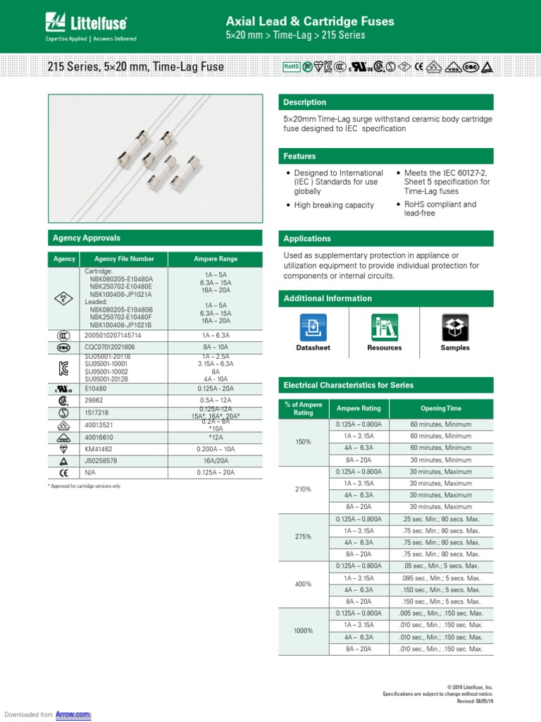Littelfuse Fuse 215 Datasheet PDF | Download Free PDF | Soldering | Fuse (Electrical)