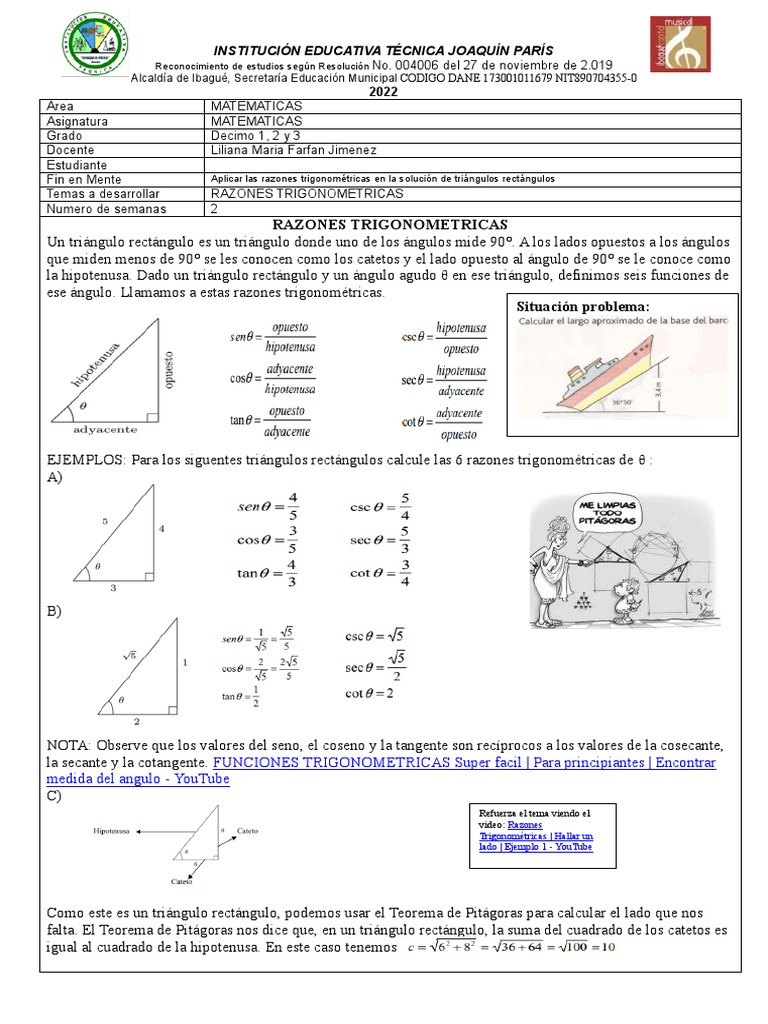Guia Razones Trigonometricas | Descargar gratis PDF | Funciones trigonométricas | Trigonometría