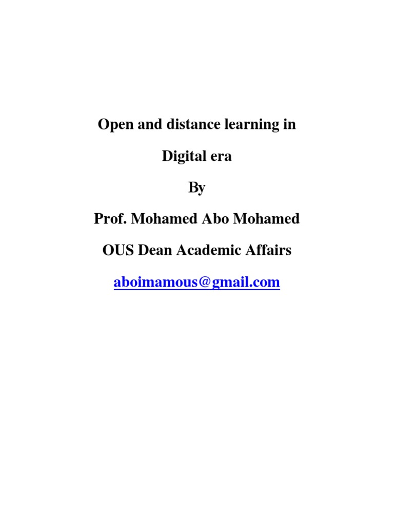 Open and Distance Learning in the Digital Era | PDF | Massive Open ...
