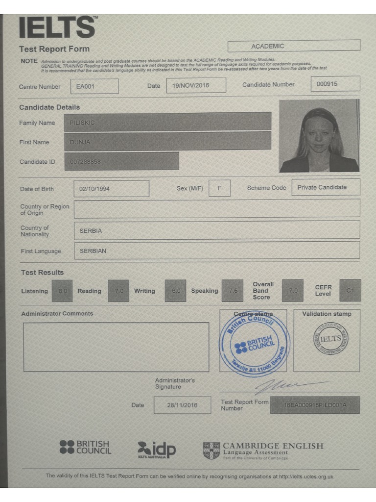 IELTS C1 - Dunja Akeret, Piliskic | PDF