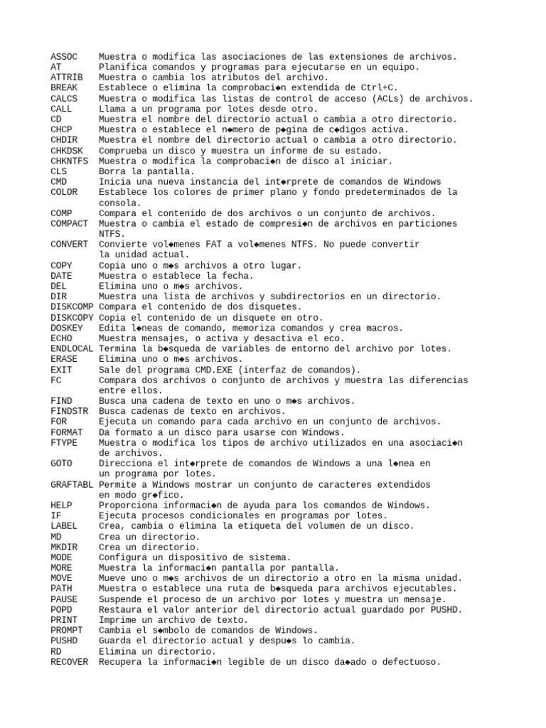 Comandos Ms Dos | PDF | Archivo de computadora | Directorio (Computación)