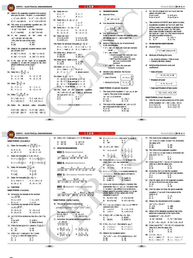 Algebra 3 2017rgs | PDF | Factorization | Quadratic Equation