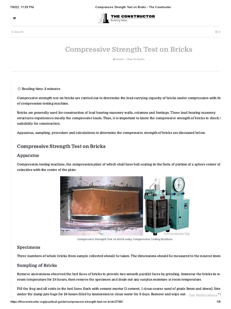 Compressive Strength Test On Bricks - The Constructor | PDF | Brick ...