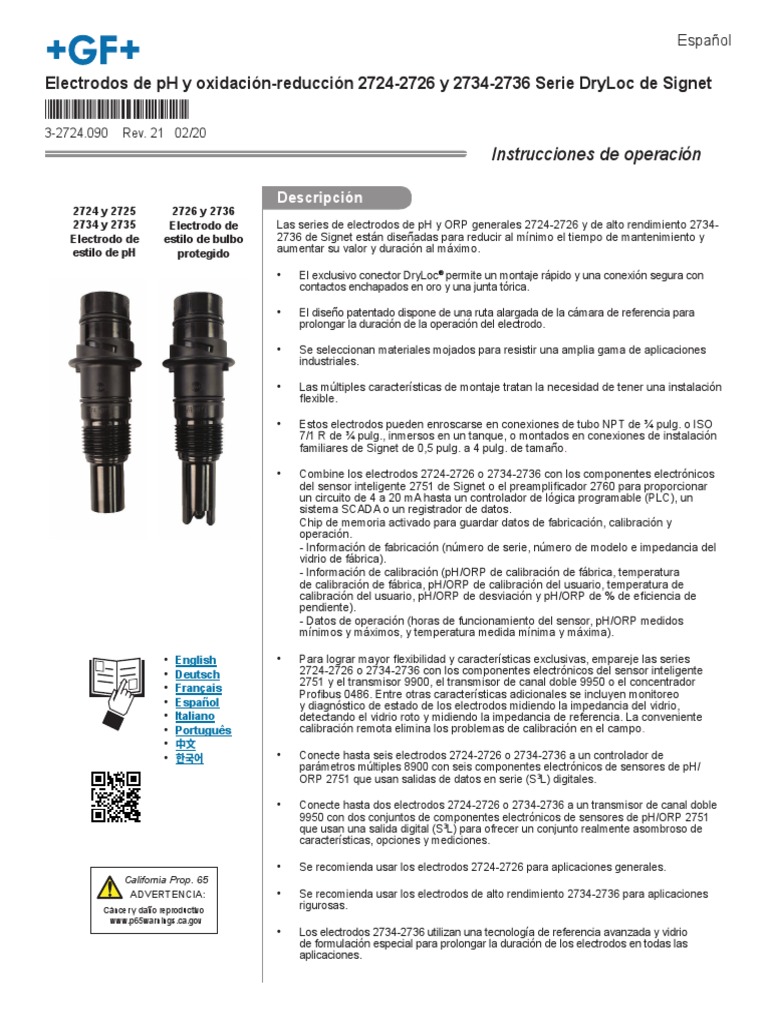 Signet PH Orp Lectrodos 2724 2726 | PDF | Electrónica | Ph