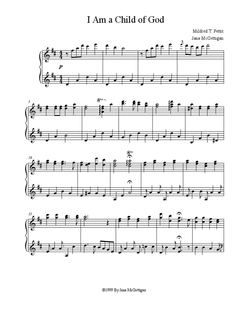 I - Am - A - Child - of - God - Piano (Solo) | PDF | Musical Compositions