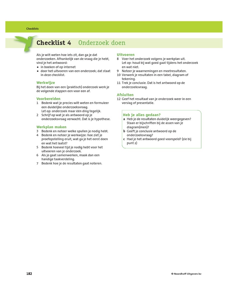 Checklist 4 Onderzoek Doe | PDF
