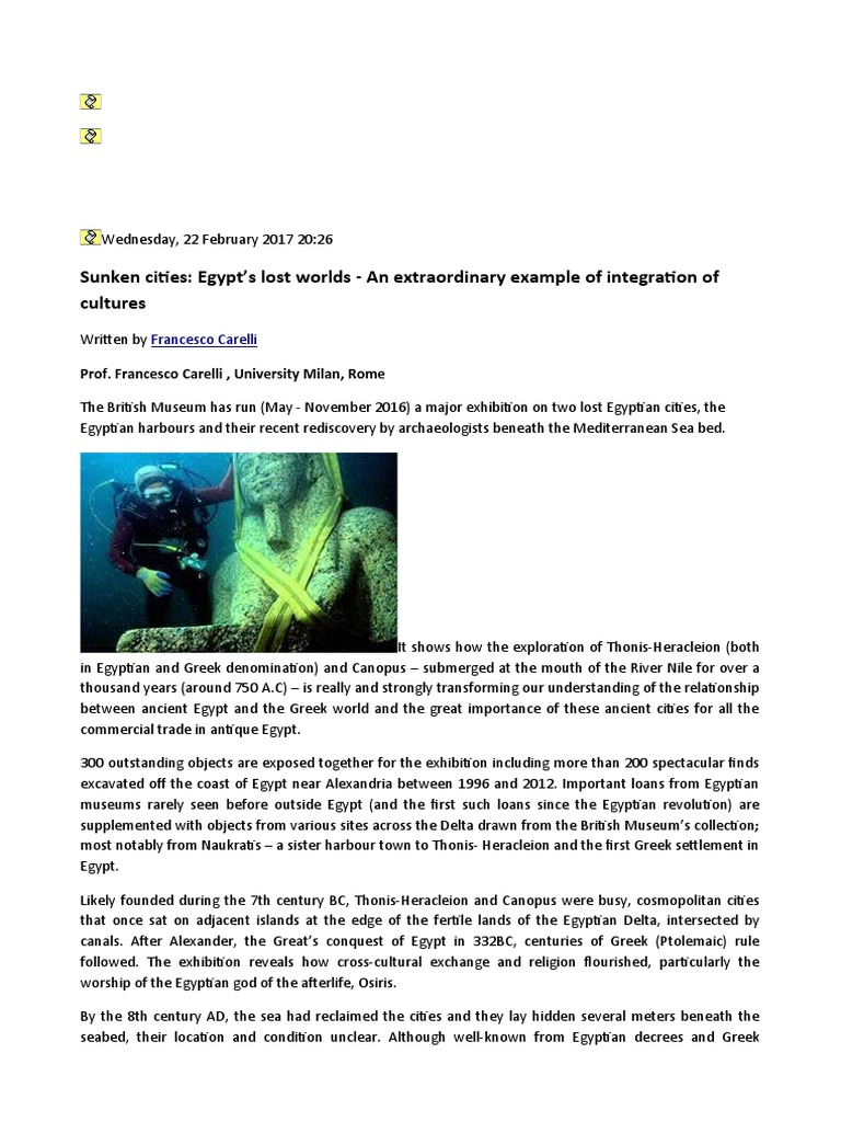 Revealing Egypt's Lost Worlds: Sunken Cities and the Extraordinary ...