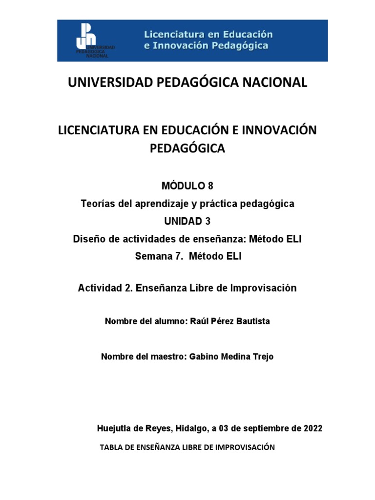 RP - Metodo Eli | PDF | Aprendizaje | Método de enseñanza