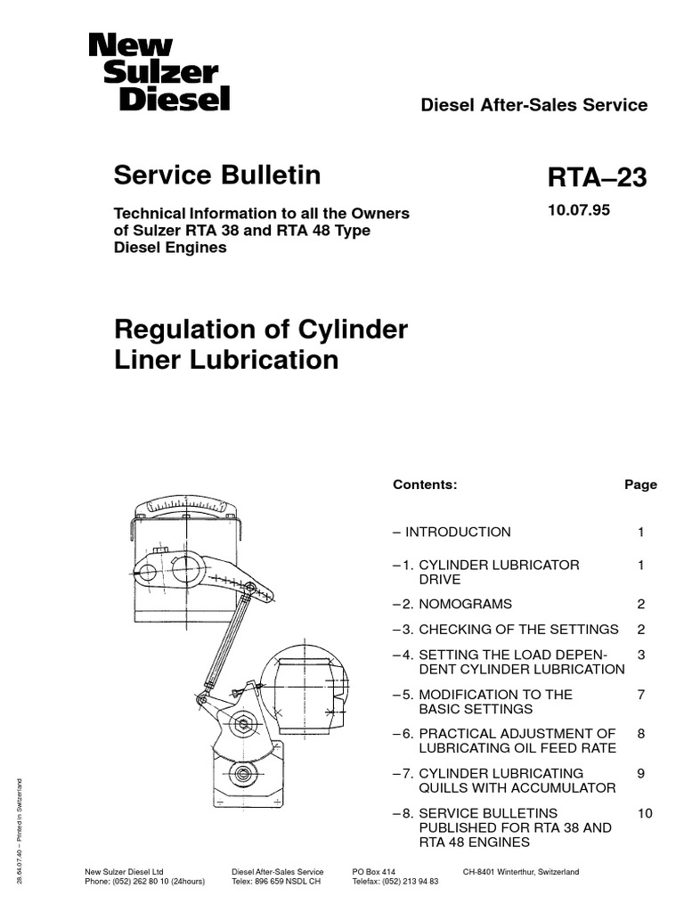 Cylinder Lubrication Rta Engine | PDF | Piston | Cylinder (Engine)