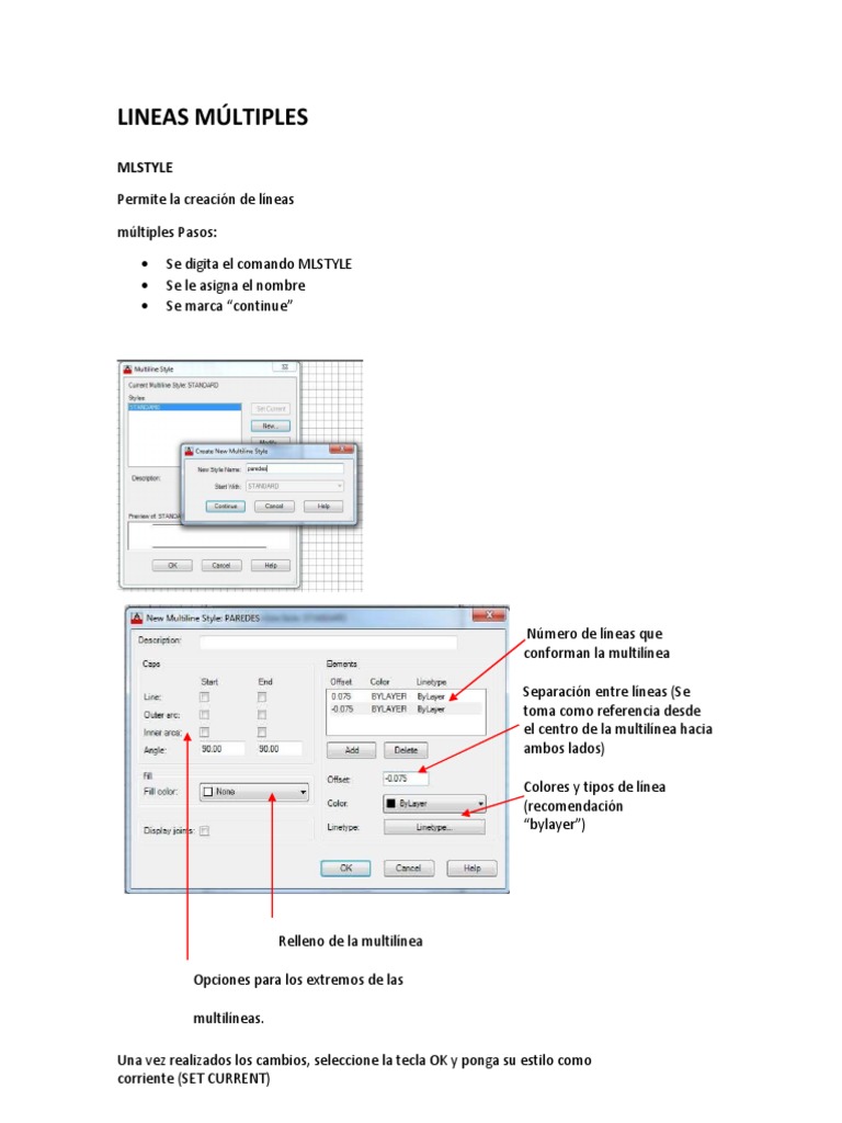 Creación y Edición de Multilíneas en AutoCAD | PDF | Informática