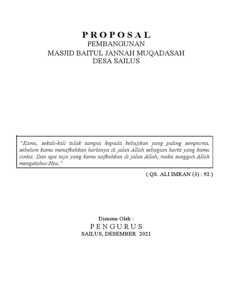 Proposal Masjid Baitul Jannah Muqadasah Tahap 2 | PDF