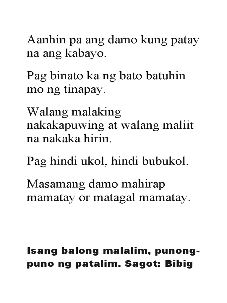 Aanhin Pa Ang Damo Kung Patay Na Ang Kabayo | PDF