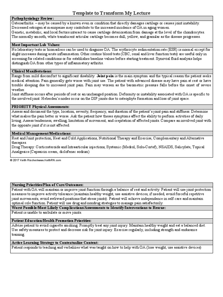 Transform+Lecture+Template Osteoarthritis | PDF | Osteoarthritis | Pain