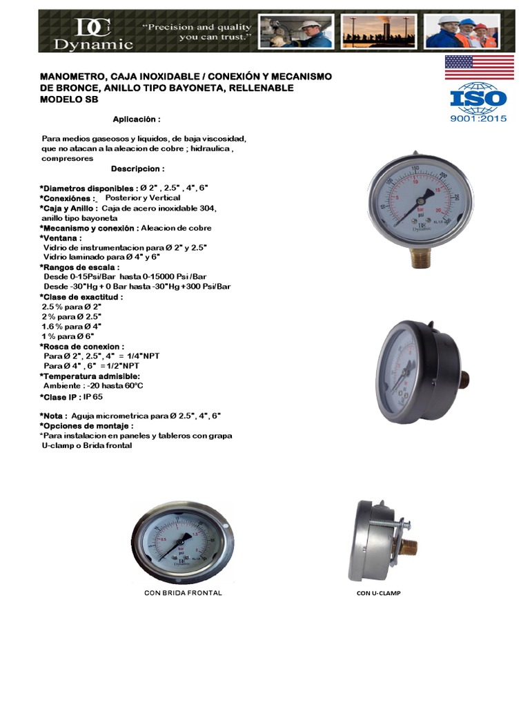 Pag. 01.3 Manometro Inox Bce Mod SB | PDF