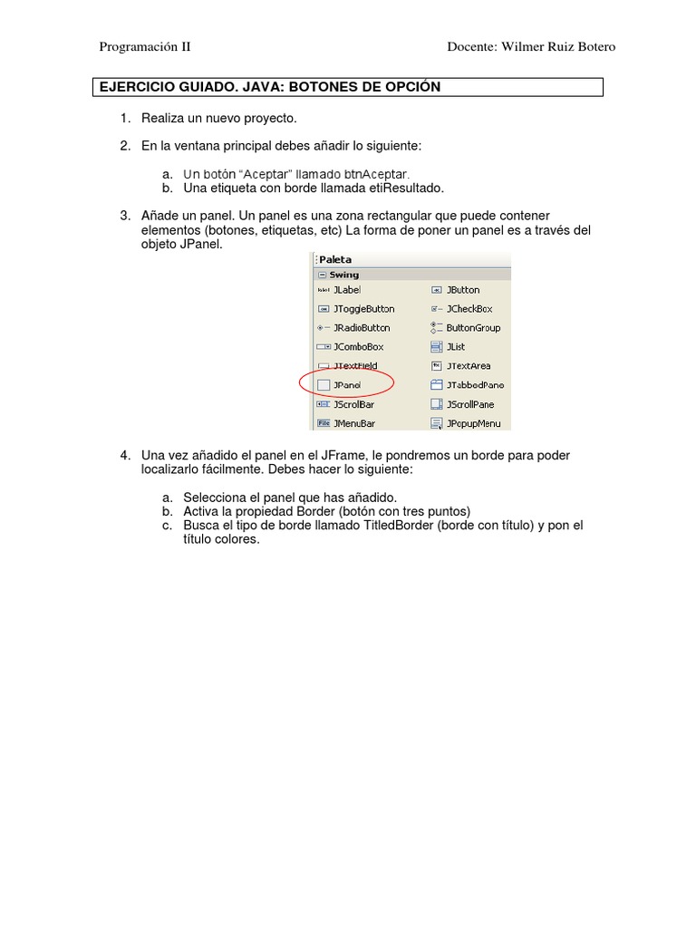 02 Guiados Java Botones de Opcion | PDF | Software | Ciencias de la ...