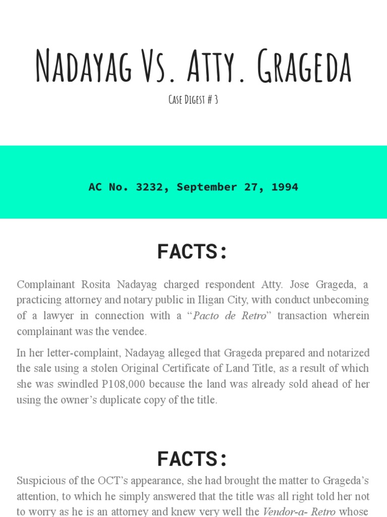 Nadayag vs. Atty. Grageda Case Digest # 3 | PDF | Lawyer | Notary Public
