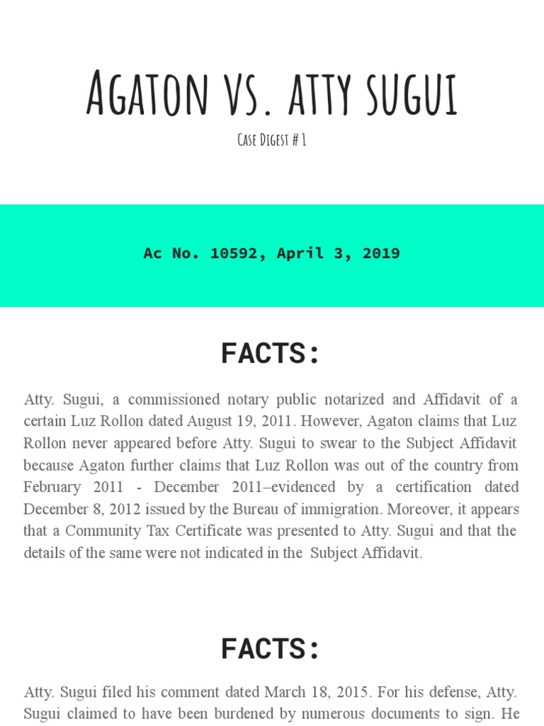 Agaton vs. Lucas | PDF | Affidavit | Notary Public
