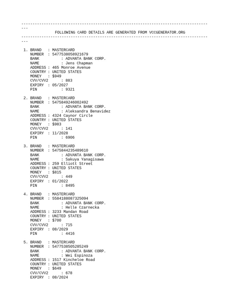 Credit Card Details | PDF | Credit Card | Computer Access Control
