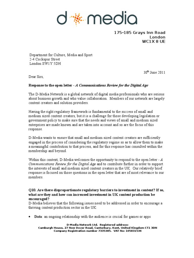 D-Media Network, Communications Review Response | PDF | Bbc ...