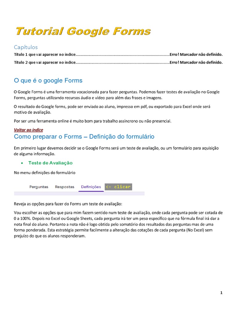 Tutorial Formulários - Google Forms | PDF