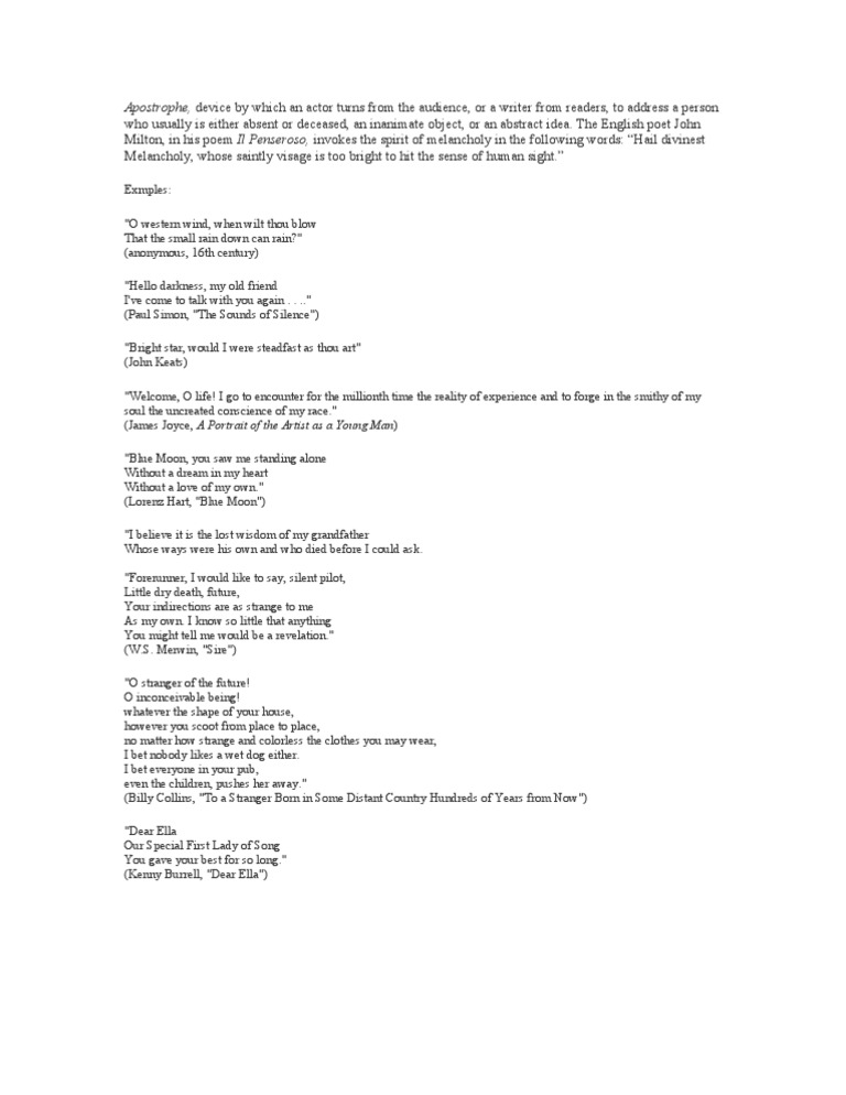 Understanding Apostrophe in Poetry | PDF | Poetry | Classics