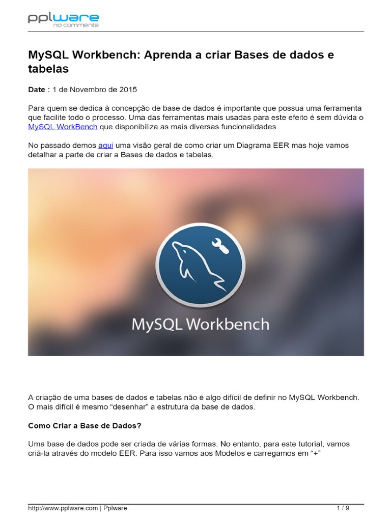 MySQL Workbench - Aprenda A Criar Bases de Dados e Tabelas - PDF | PDF