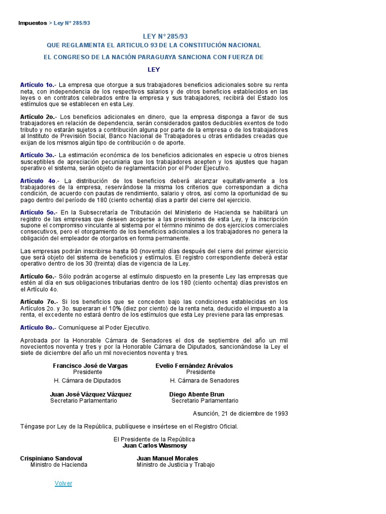 Ley #285-93 | PDF | Impuestos | Business