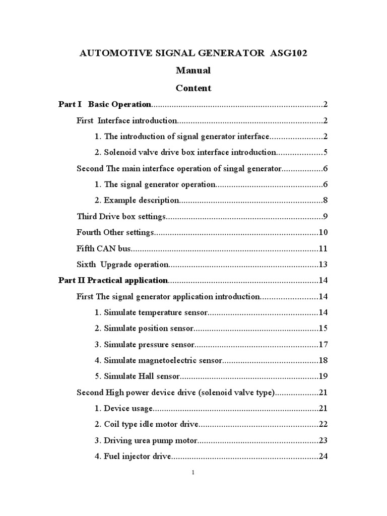Automotive Signal Geneartor Asg102 | PDF | Power Supply | Throttle