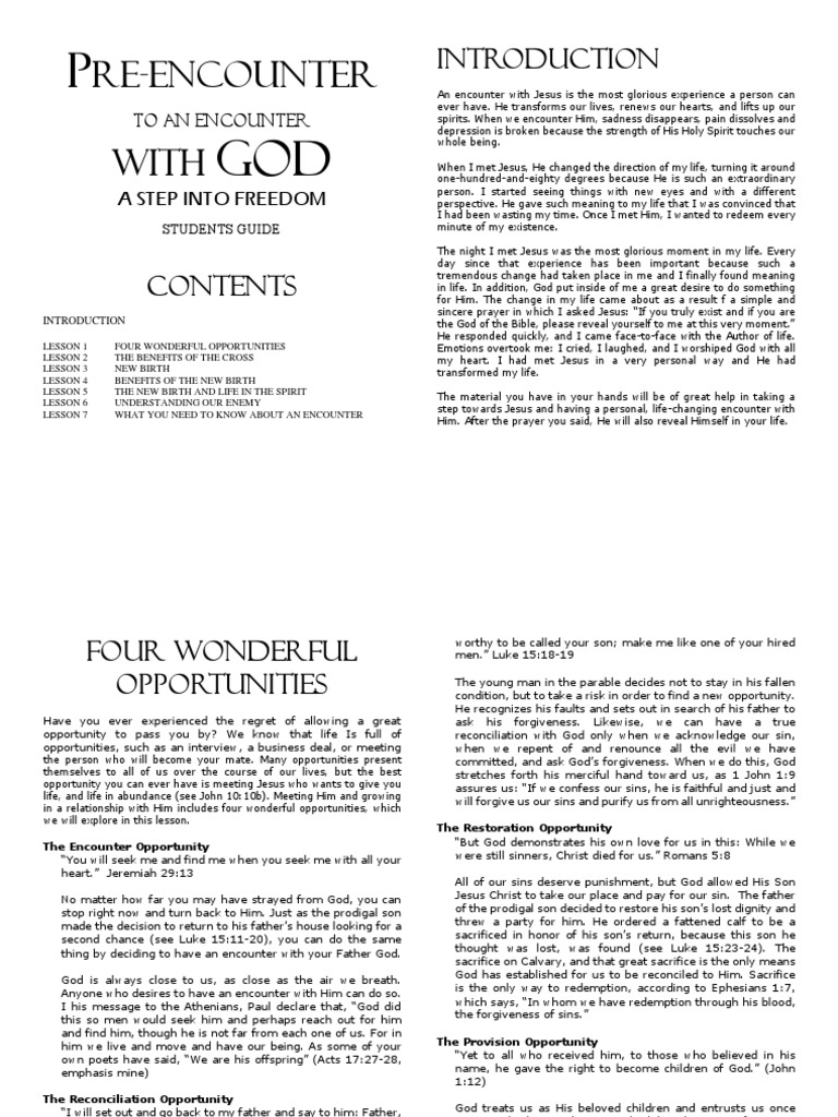 Pre Encounter NEW Materials COMPLETE | PDF | Sanctification | Jesus